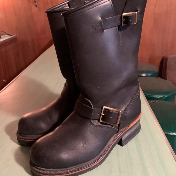 Shoe Master | Shoes | Vtg Shoe Master Black Leather Steel Toe Brass ...